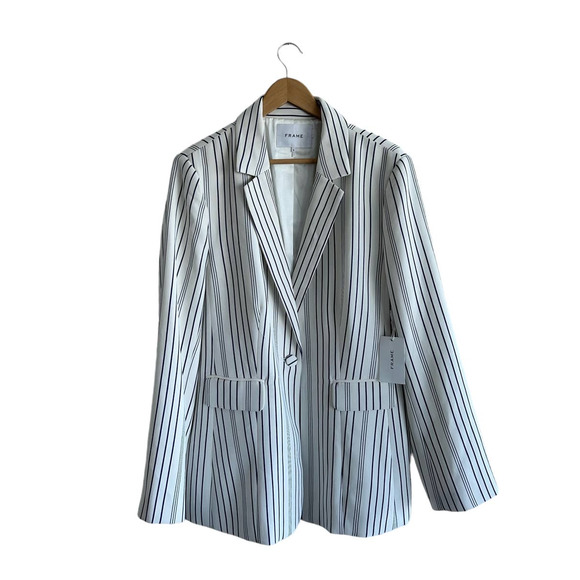 Frame Denim | Jackets & Coats | Frame Blue And White Striped Blazer ...